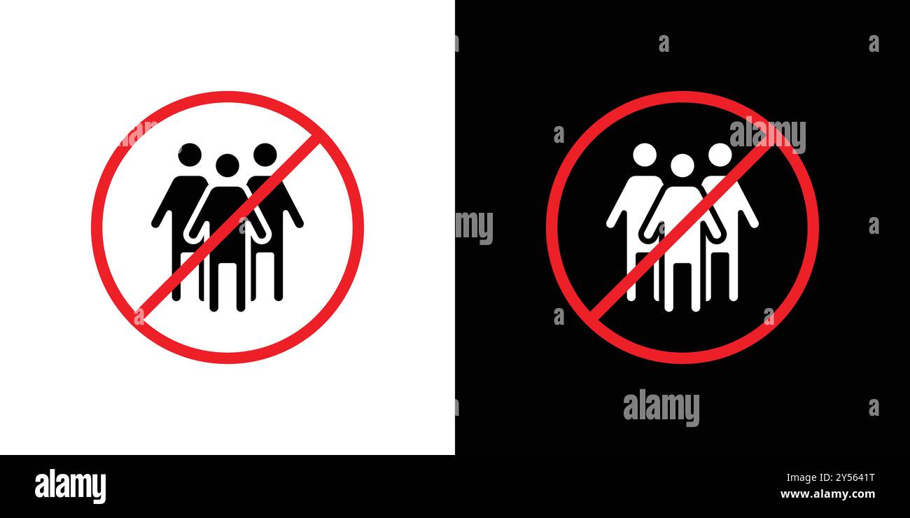 No gathering icon linear logo mark set collection in black and white ...