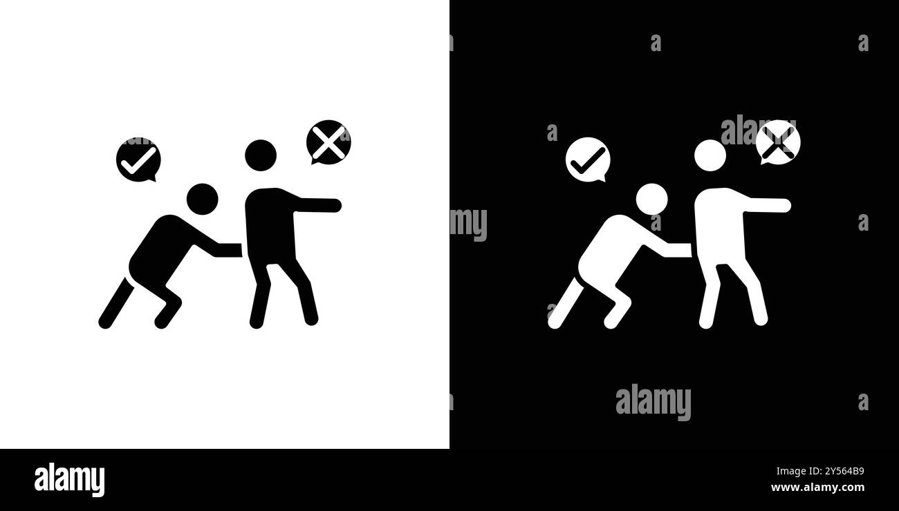 Man pushing another person icon linear logo mark set collection in black and white Stock Vector ...