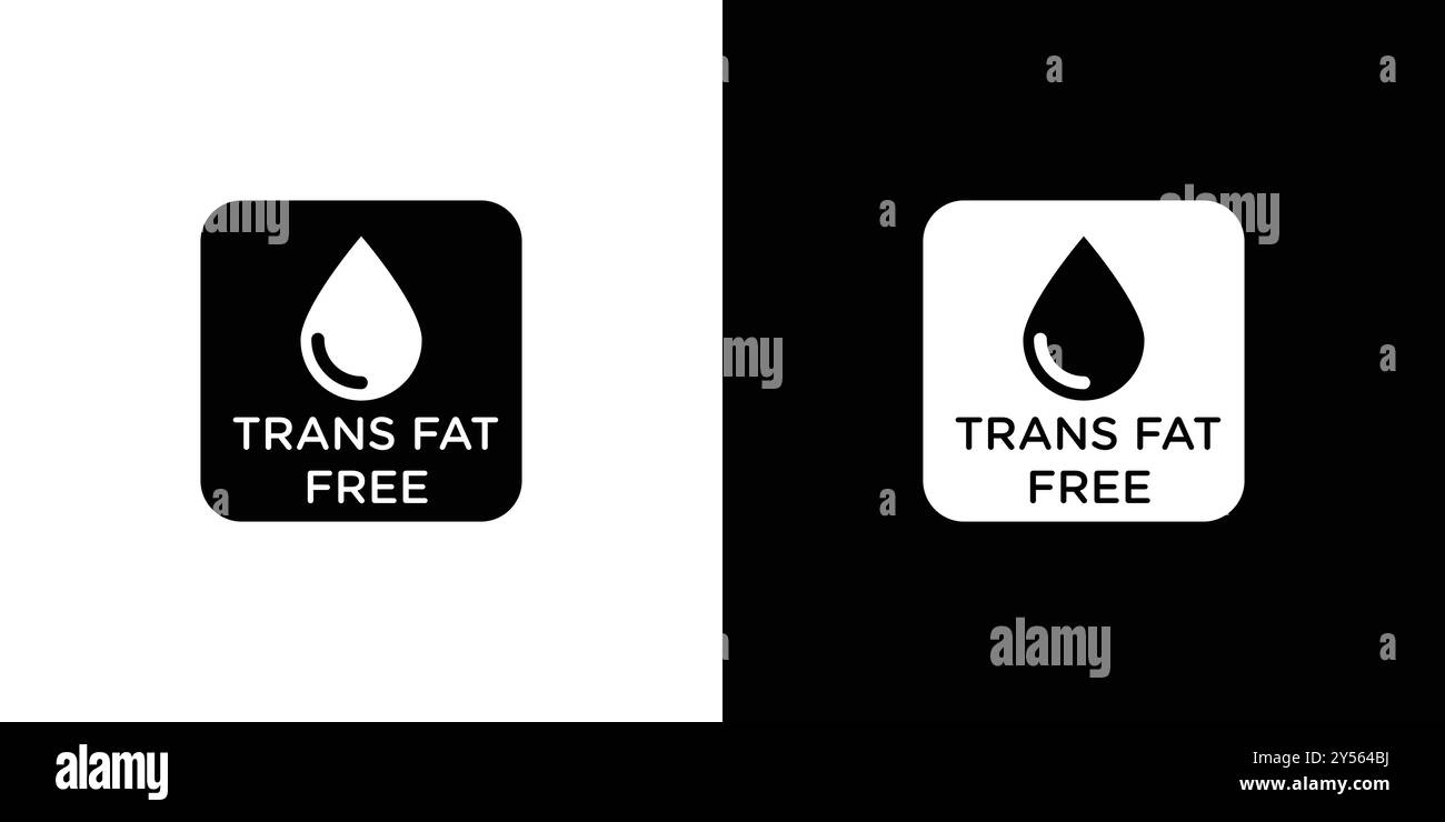 Trans fat free icon linear logo mark set collection in black and white ...