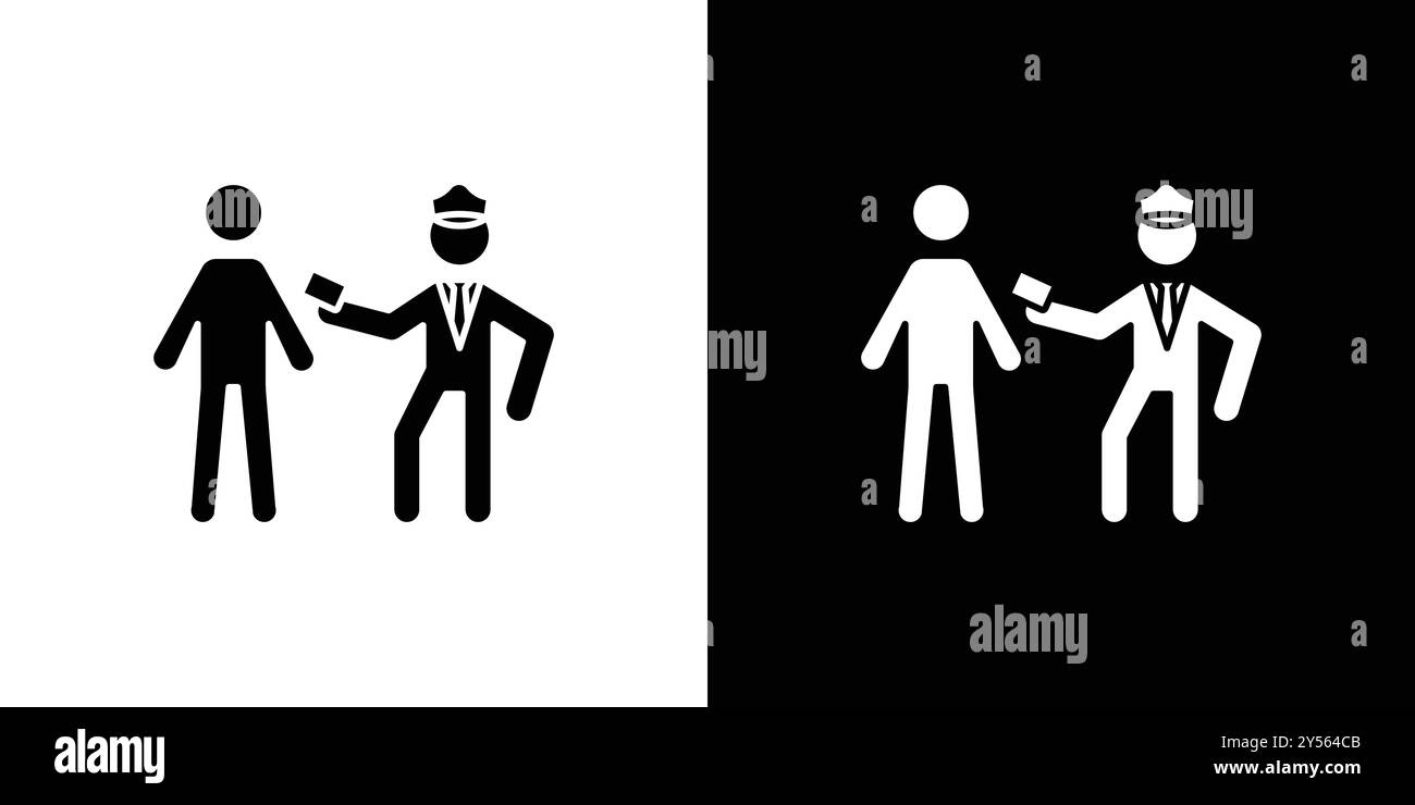 Police officer giving fine icon linear logo mark set collection in ...