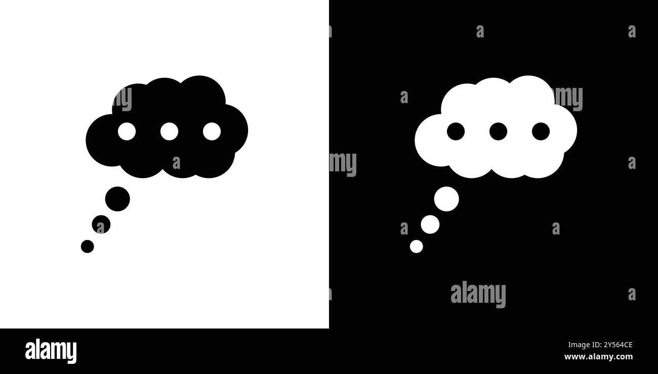 Thinking bubble icon linear logo mark set collection in black and white Stock Vector Image & Art ...