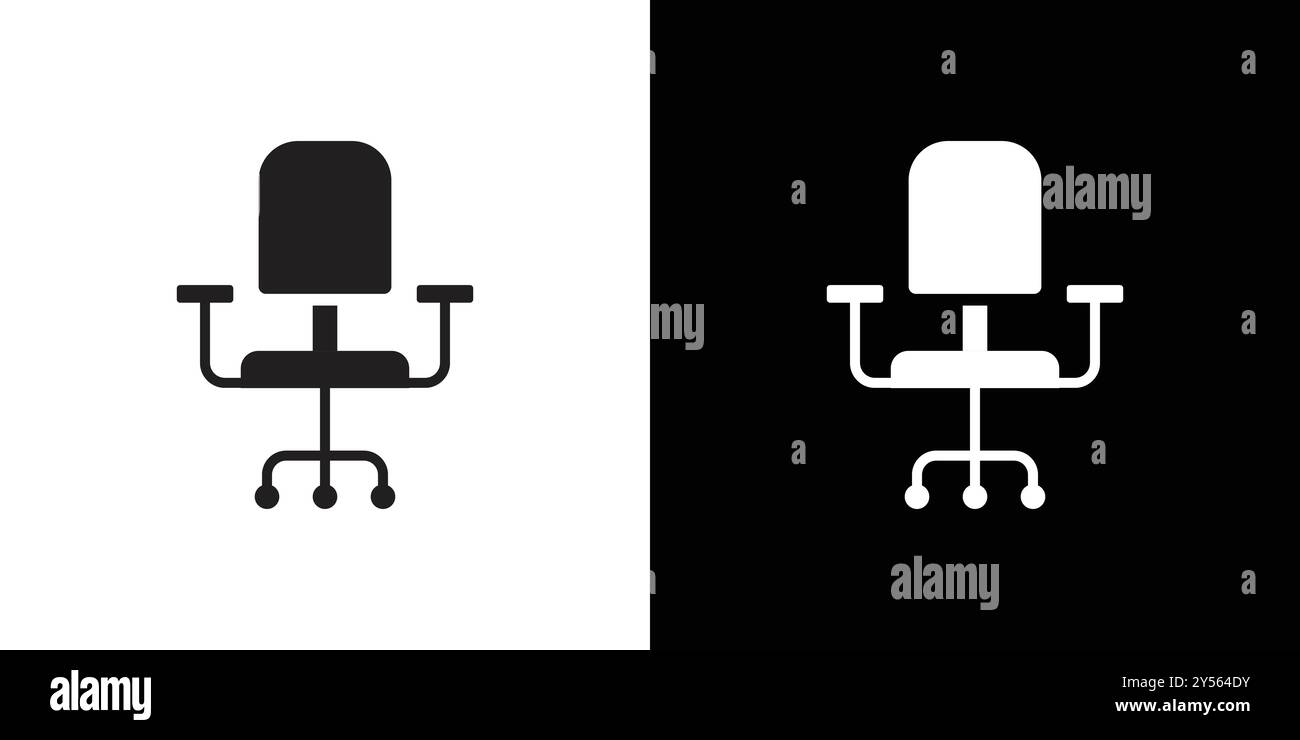 Office chair icon linear logo mark set collection in black and white ...