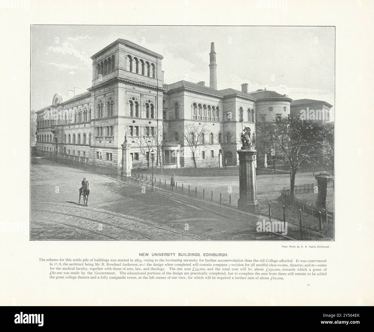 New University buildings, Edinburgh. Scotland 1900 old antique print ...