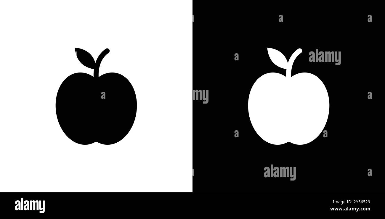 Red apple icon linear logo mark set collection in black and white Stock ...