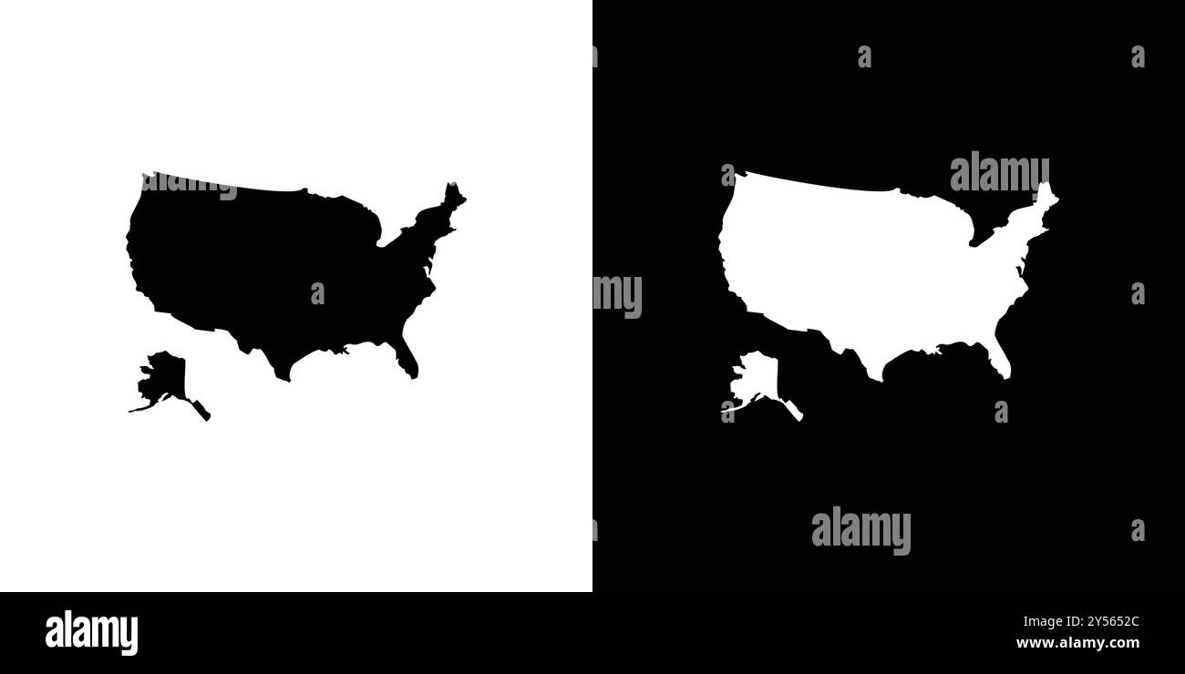 USA Map icon linear logo mark set collection in black and white Stock ...