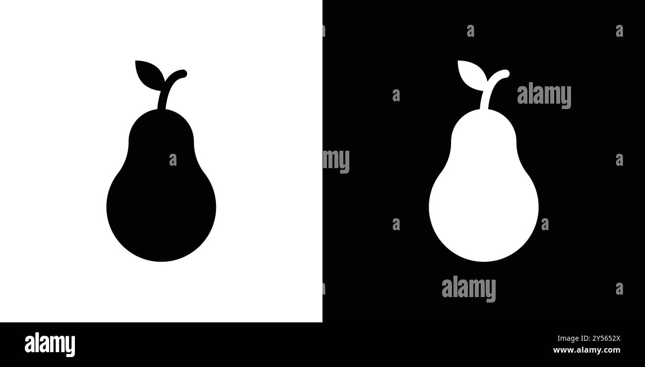 Pear icon linear logo mark set collection in black and white Stock ...