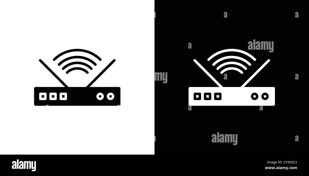 router icon linear logo mark set collection in black and white Stock ...