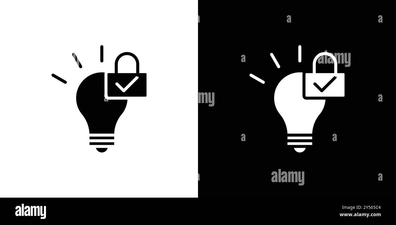 Patent idea icon linear logo mark set collection in black and white ...