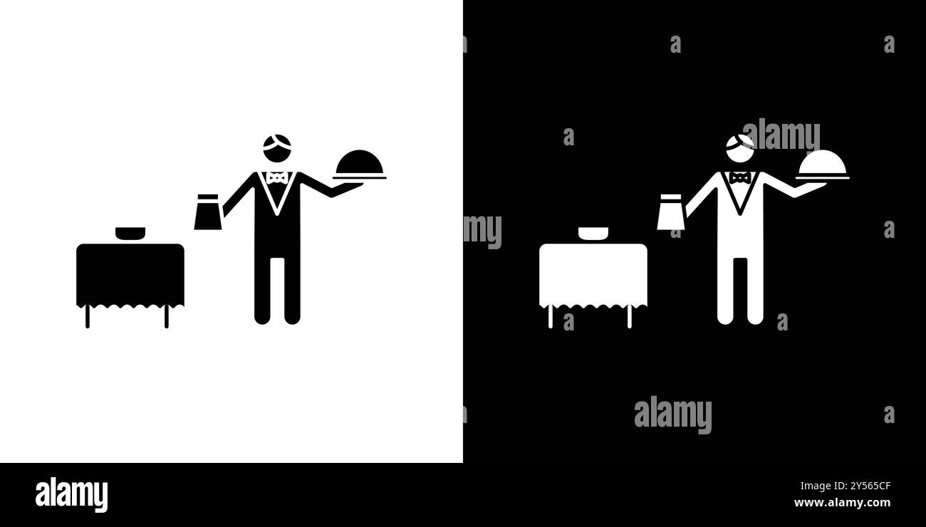restaurant Waiter icon linear logo mark set collection in black and ...