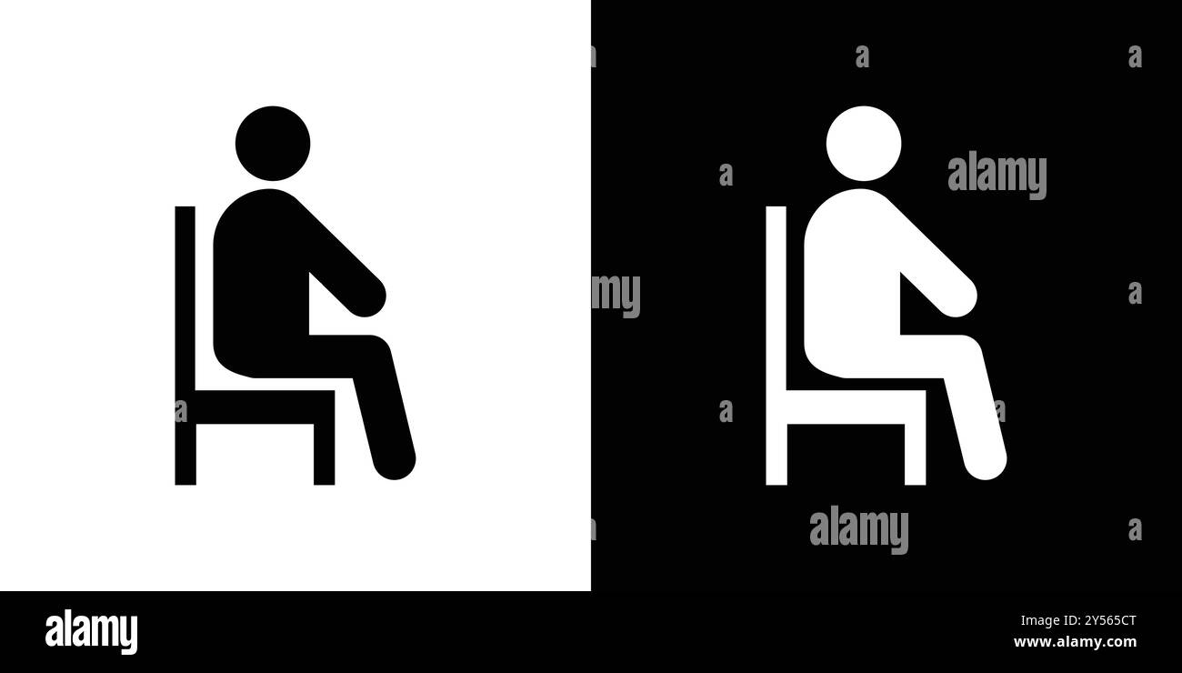 Sitting icon linear logo mark set collection in black and white Stock ...