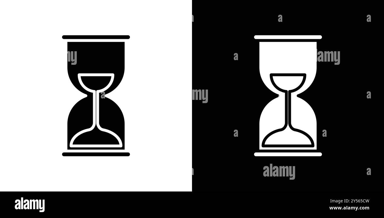 sand clock icon linear logo mark set collection in black and white ...