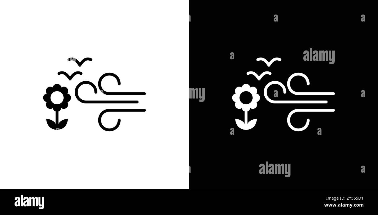 Spring season icon linear logo mark set collection in black and white ...