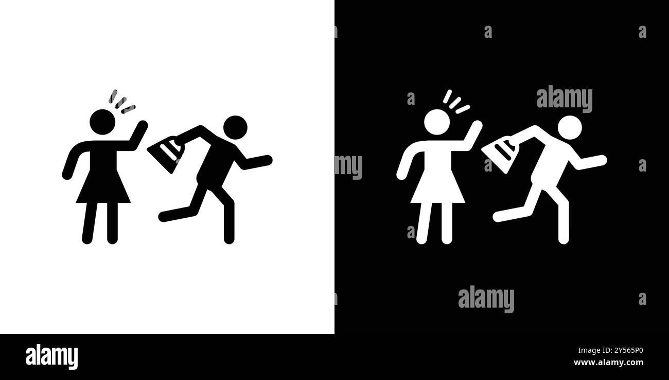 Purse snatcher icon linear logo mark set collection in black and white Stock Vector Image & Art ...