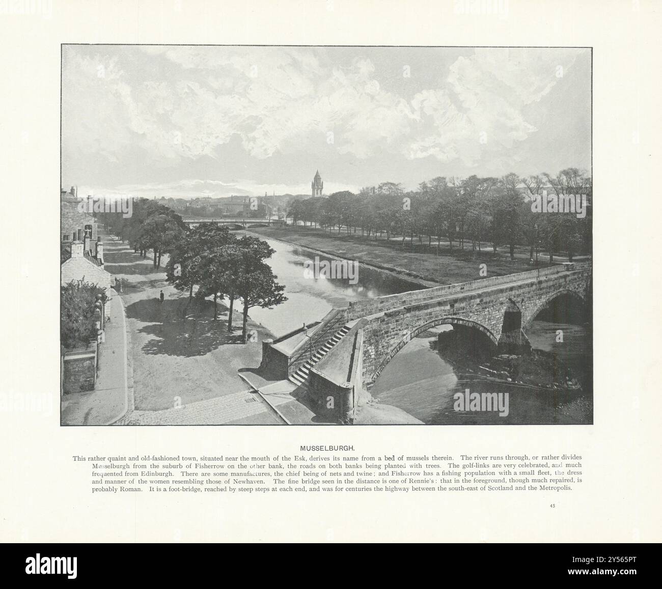 Musselburgh. Scotland 1900 old antique vintage print picture Stock ...
