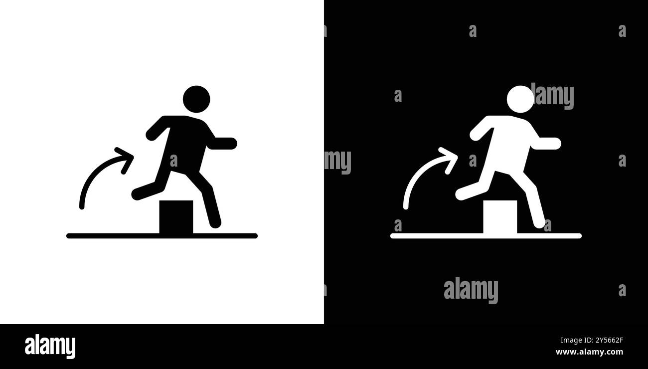 Obstacle race icon linear logo mark set collection in black and white ...