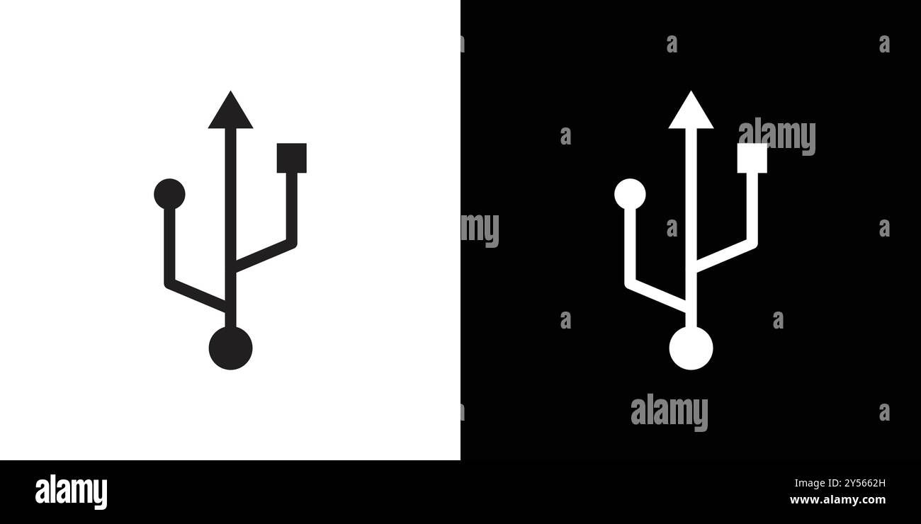 Usb icon linear logo mark set collection in black and white Stock ...