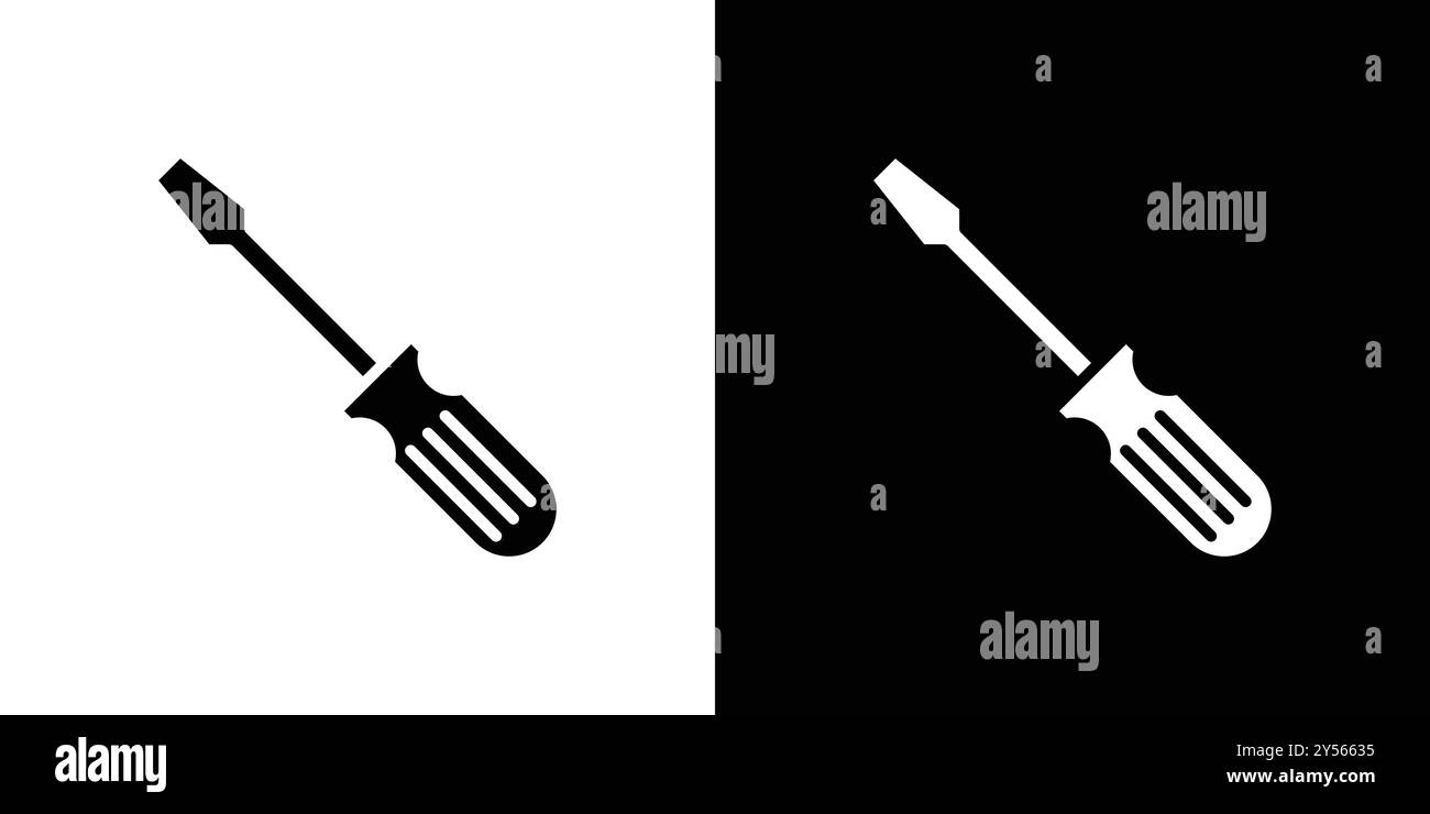 Screwdriver icon linear logo mark set collection in black and white ...
