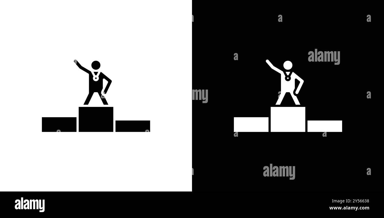 Victory icon linear logo mark set collection in black and white Stock ...