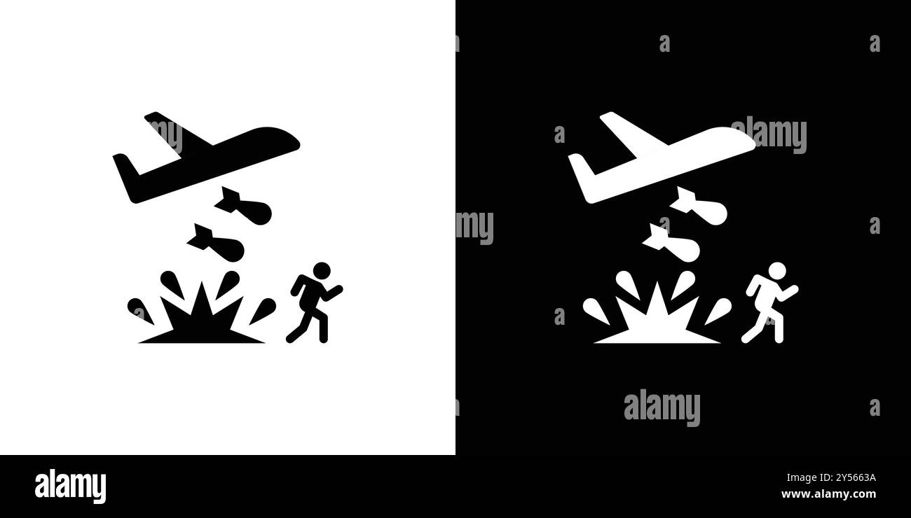 war Refugee icon linear logo mark set collection in black and white ...