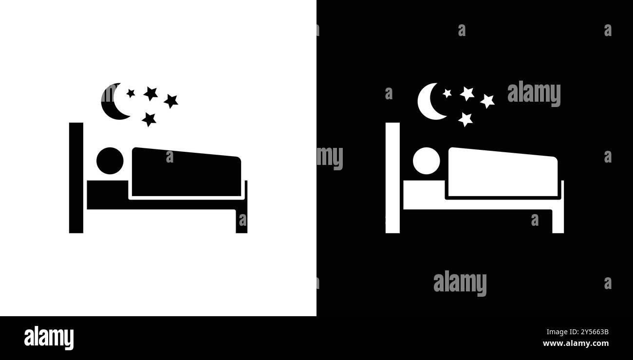 Sleep Icon linear logo mark set collection in black and white Stock ...