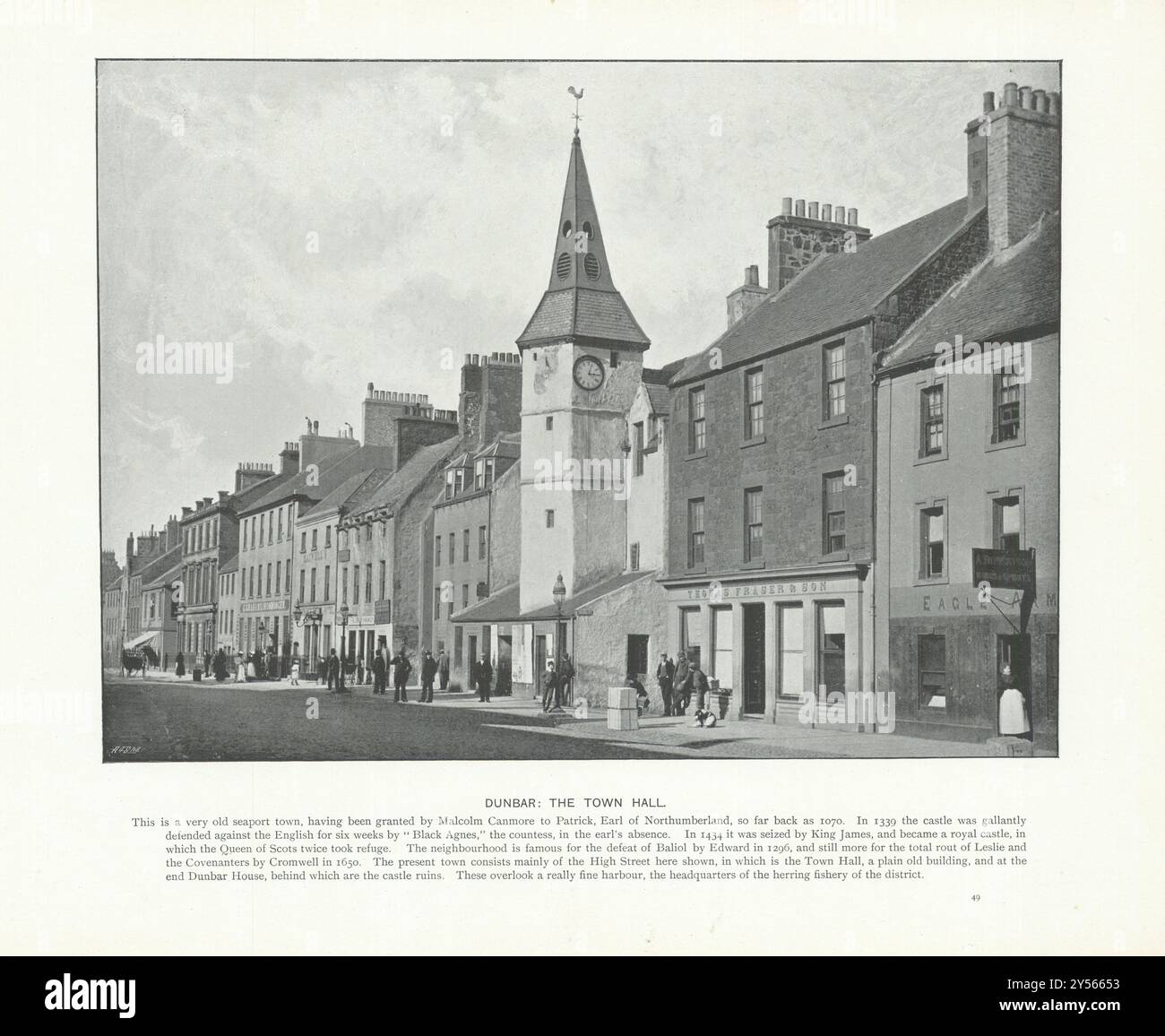Dunbar: the Town Hall. Scotland 1900 old antique vintage print picture ...