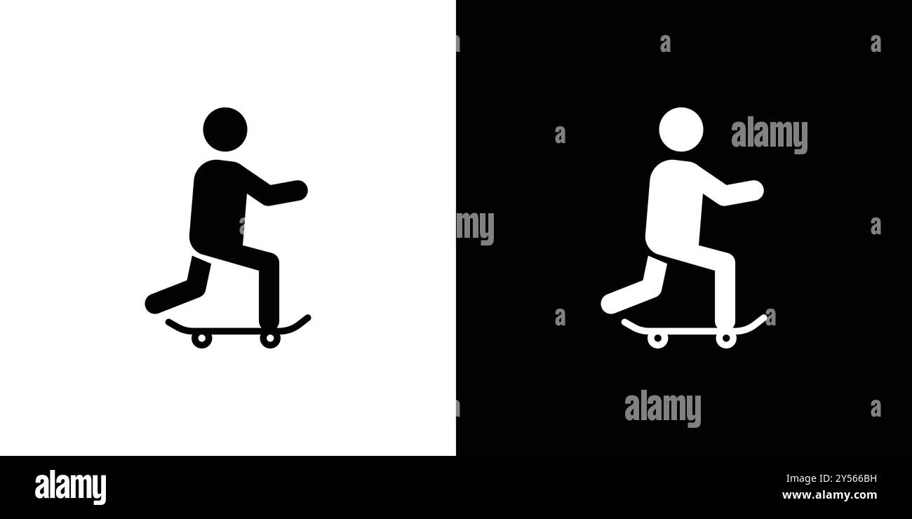 skateboarding icon linear logo mark set collection in black and white ...