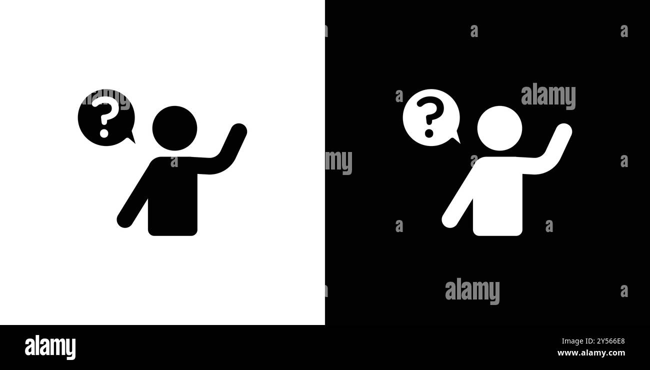 Person asking question icon linear logo mark set collection in black ...