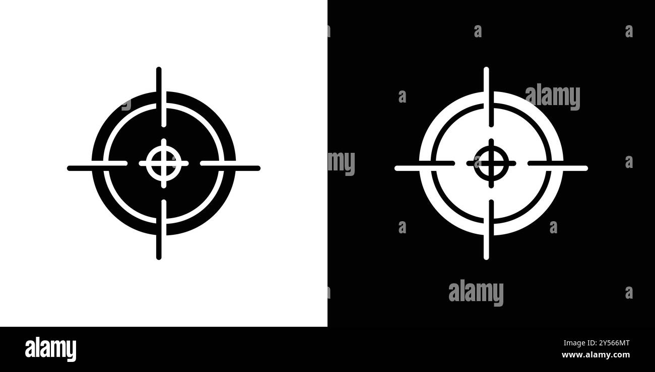 Target aim focus icon linear logo mark set collection in black and ...