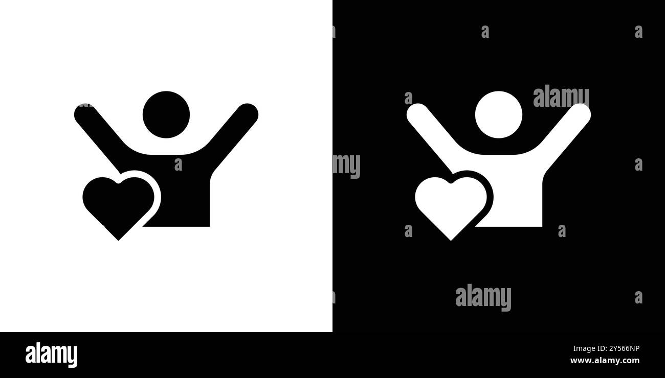 Volunteer icon linear logo mark set collection in black and white Stock ...