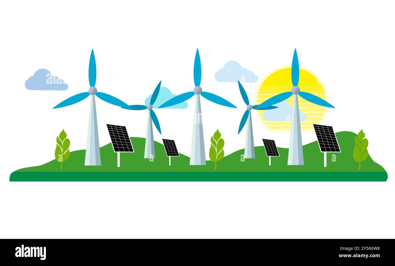 Electricity from wind and sun Cut Out Stock Images & Pictures - Alamy