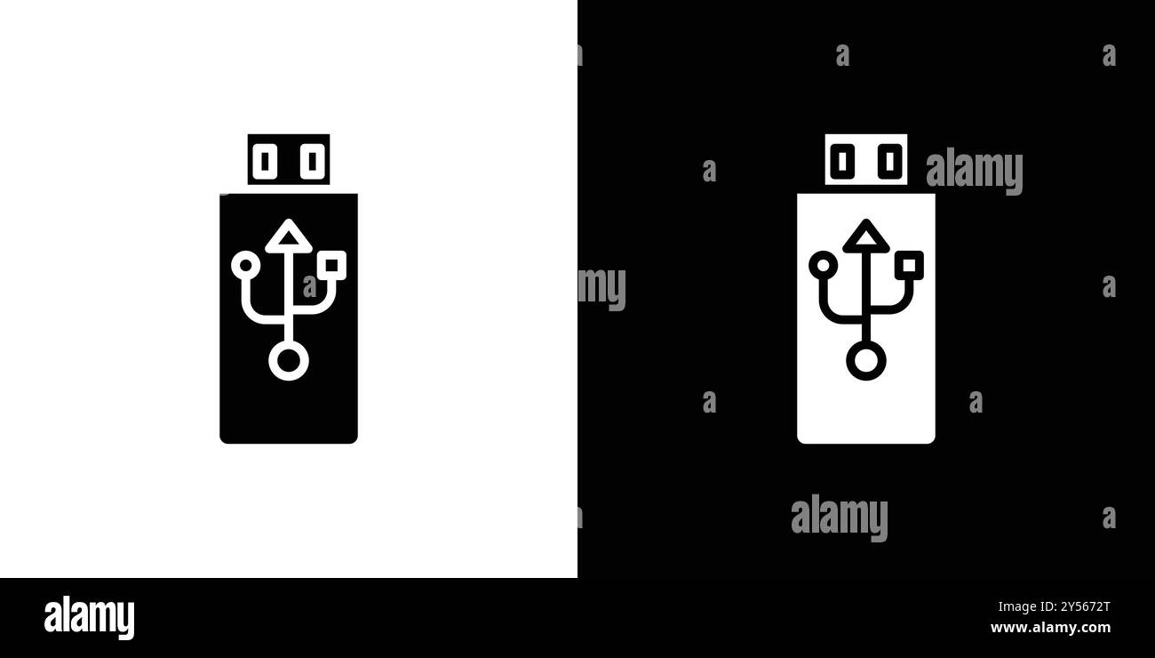 Usb stick icon linear logo mark set collection in black and white Stock ...