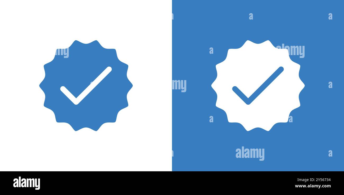 Verified badge icon linear logo mark set collection in black and white Stock Vector Image & Art ...