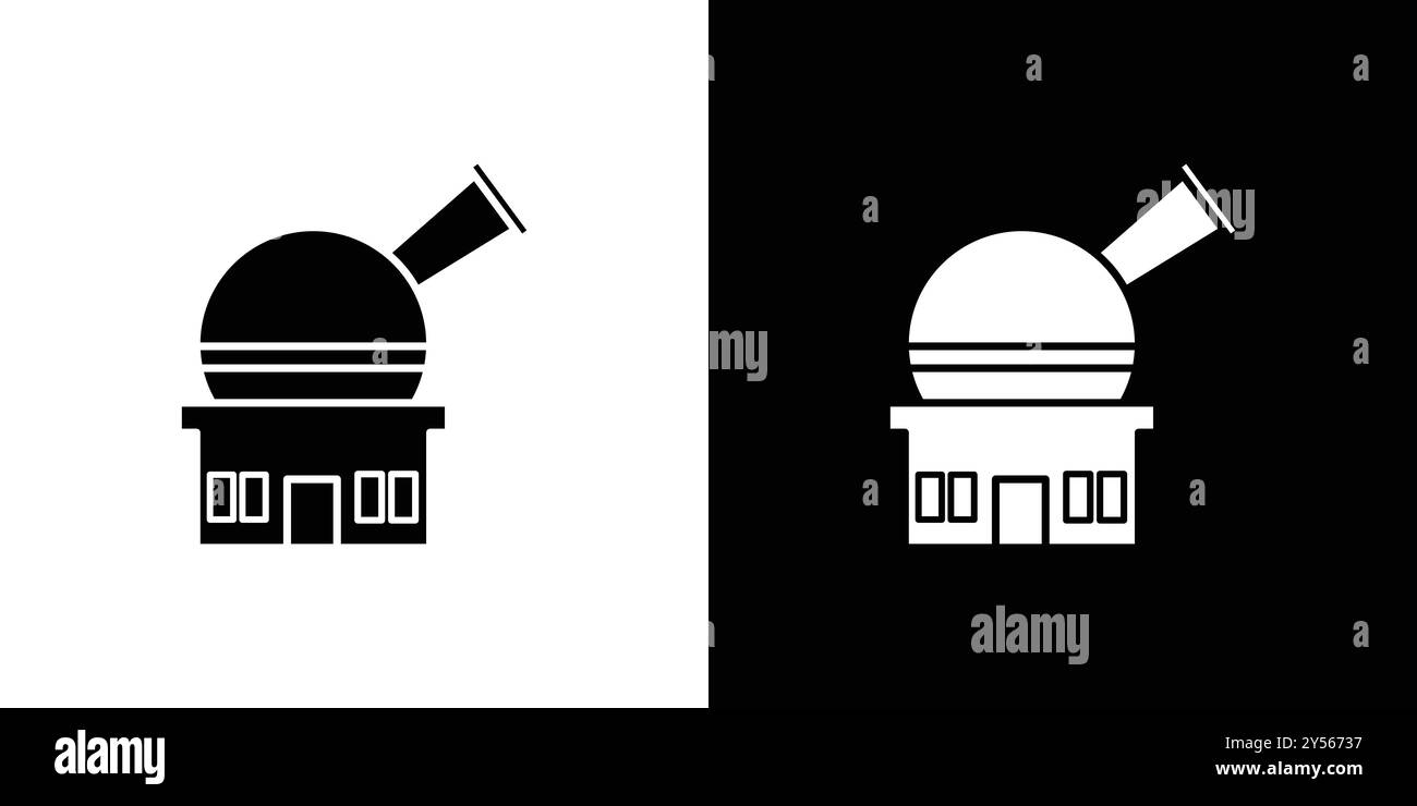 Space observatory icon linear logo mark set collection in black and ...
