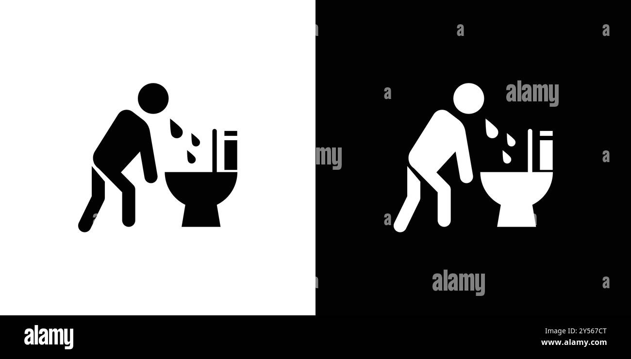 vomiting in bathroom icon linear logo mark set collection in black and white Stock Vector Image ...