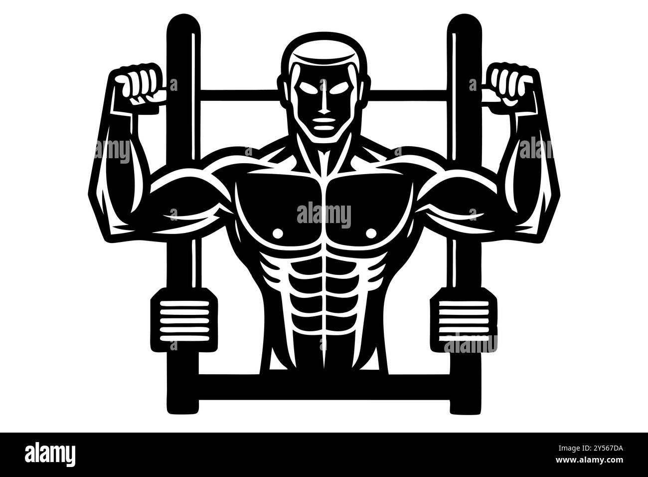 Chest Press Machine Vector Line Art Silhouette Stock Vector Image & Art ...