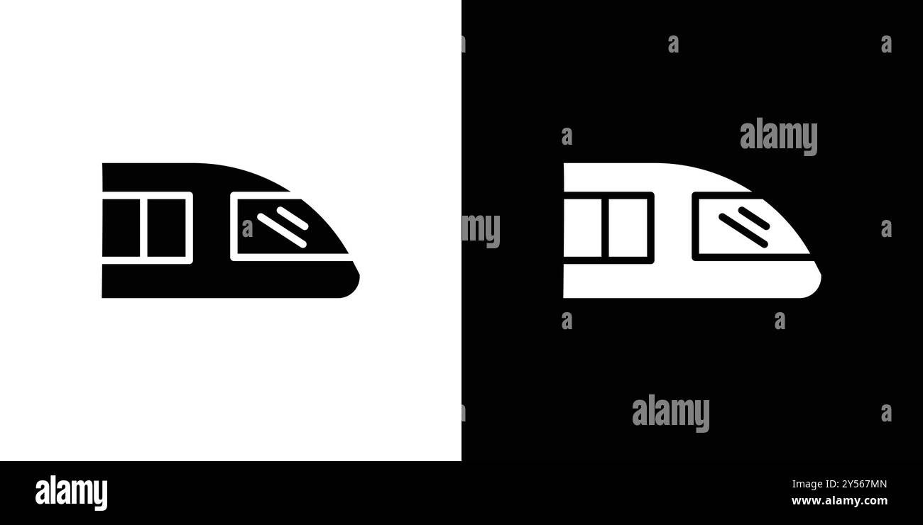 Subway high speed train icon linear logo mark set collection in black ...