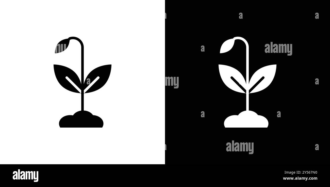 Young sprout icon linear logo mark set collection in black and white ...
