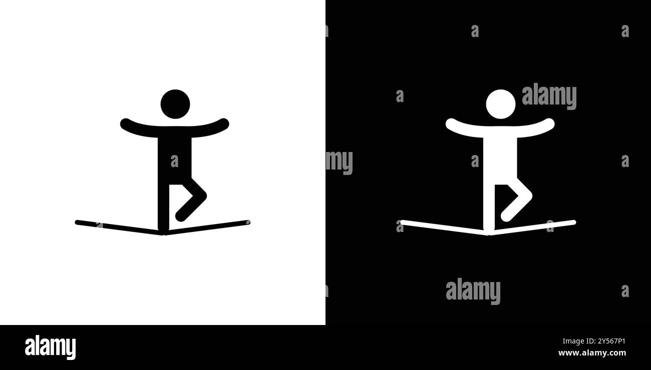 Tightrope walker icon linear logo mark set collection in black and white Stock Vector Image ...