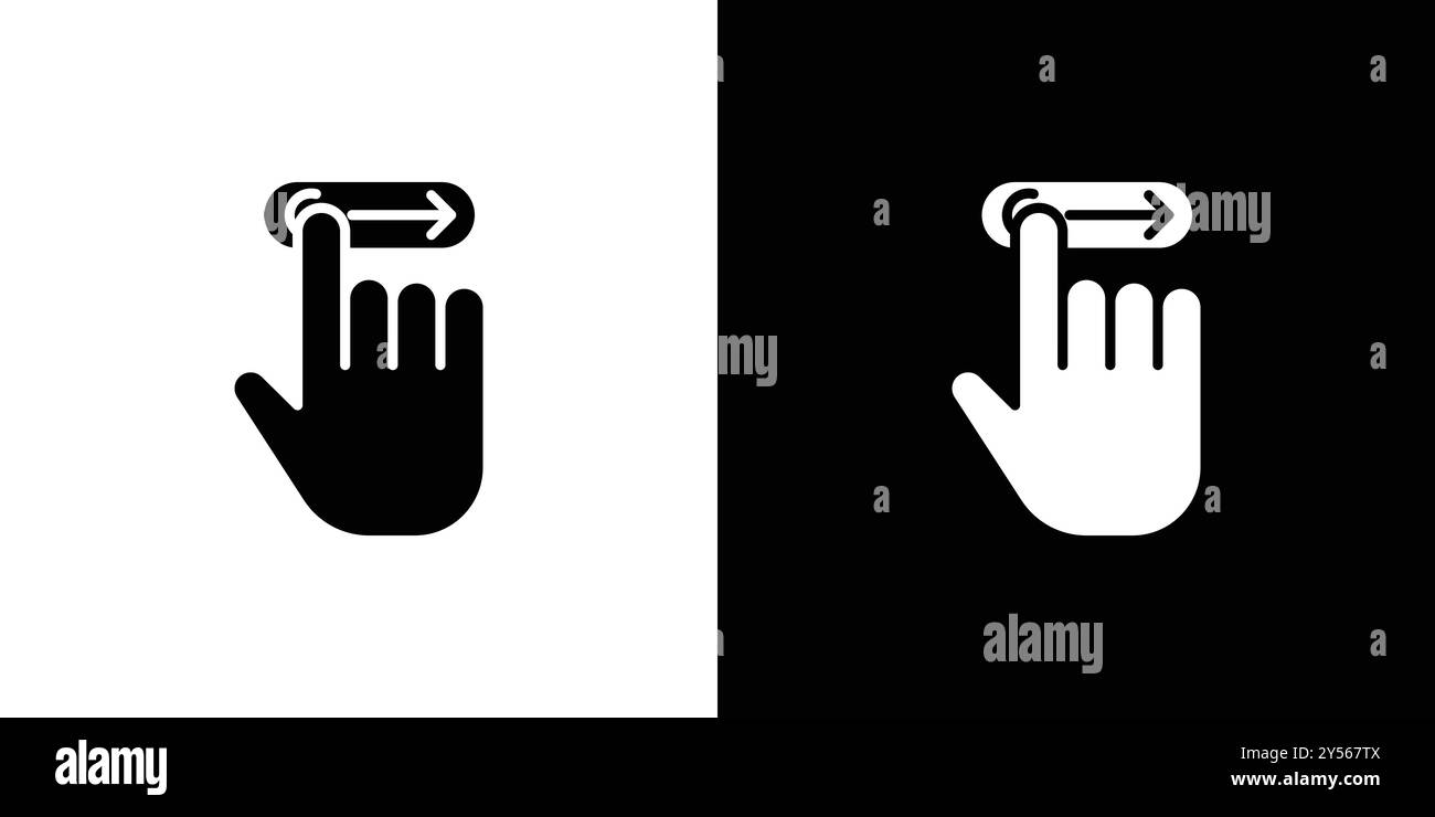 Swipe right icon linear logo mark set collection in black and white ...