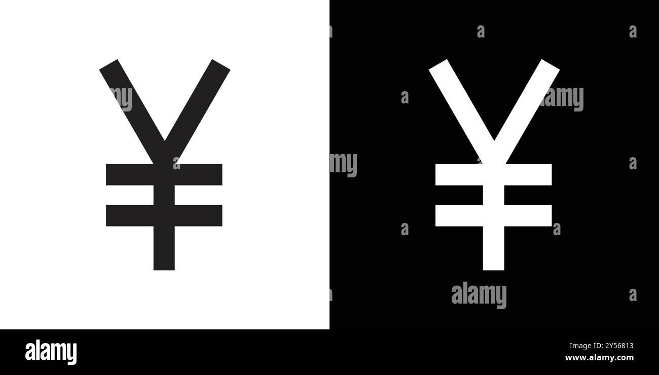 Yen sign icon linear logo mark set collection in black and white Stock ...
