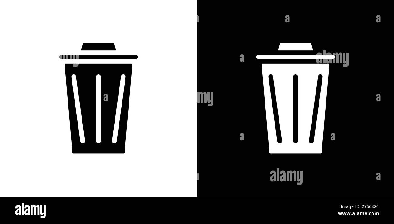 Trash icon linear logo mark set collection in black and white Stock ...