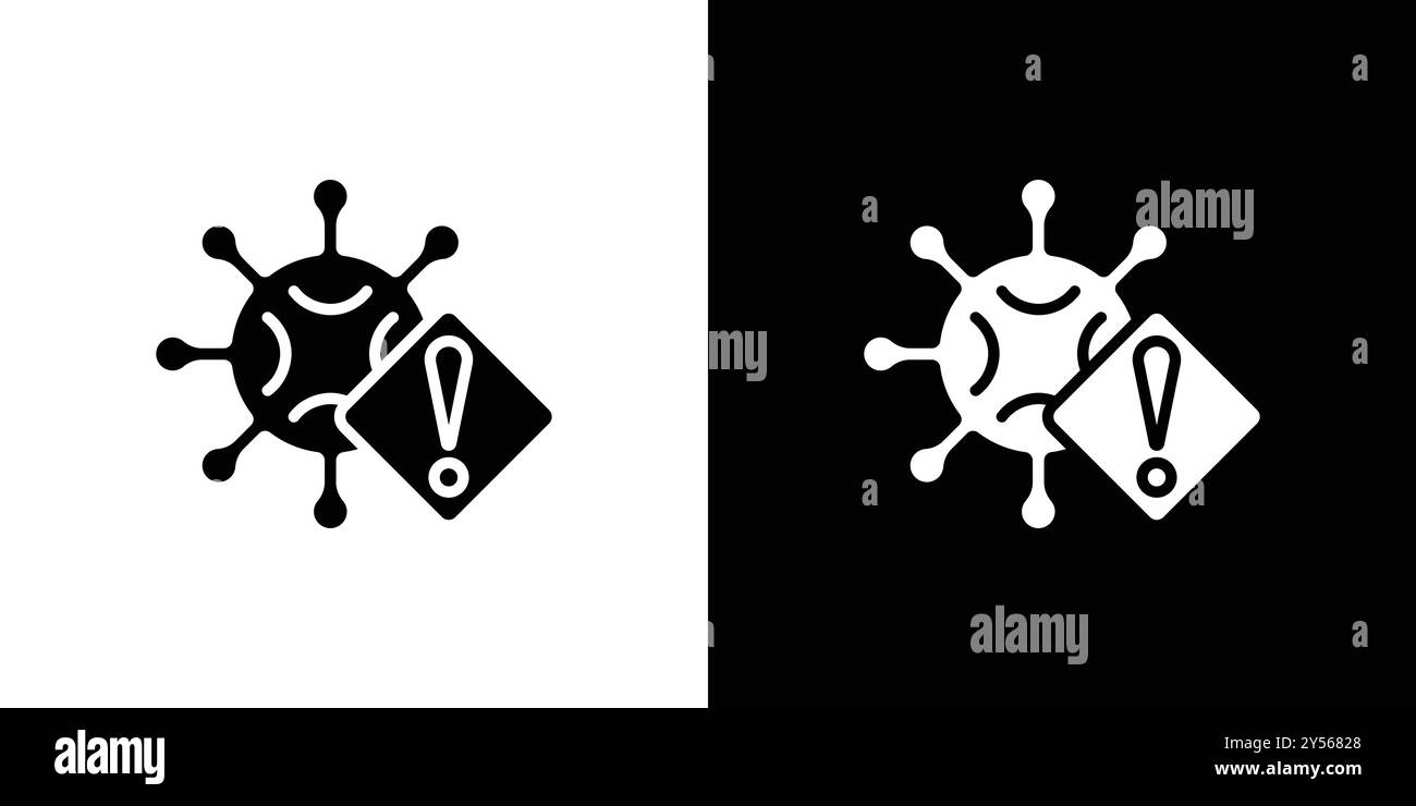 Virus Warning Alert icon linear logo mark set collection in black and ...