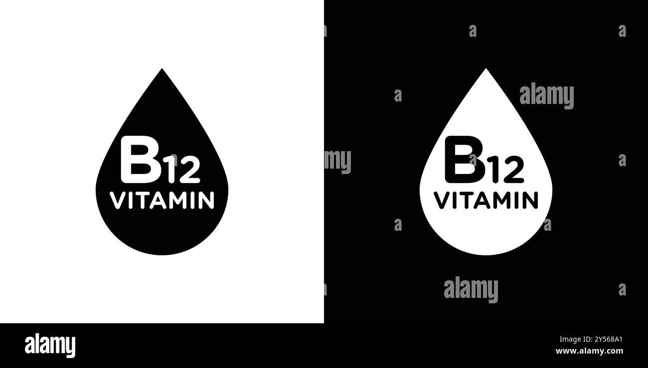 Vitamin B12 drop icon linear logo mark set collection in black and ...