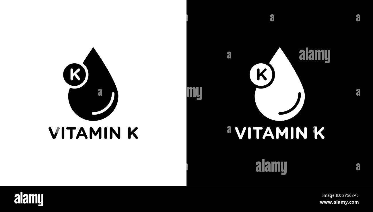 Vitamin K icon linear logo mark set collection in black and white Stock ...