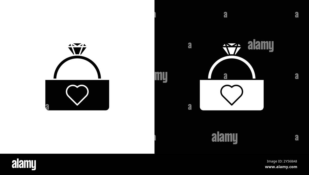 Wedding ring icon linear logo mark set collection in black and white ...