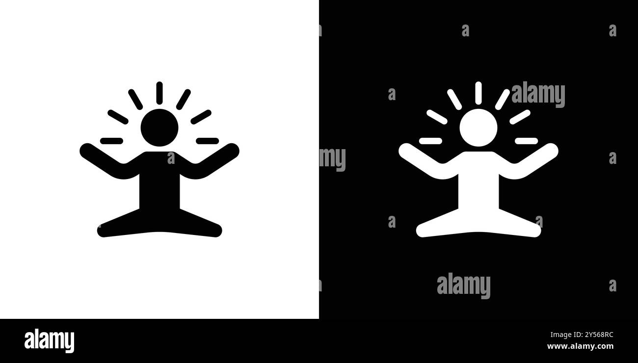 Yoga pose icon linear logo mark set collection in black and white Stock ...