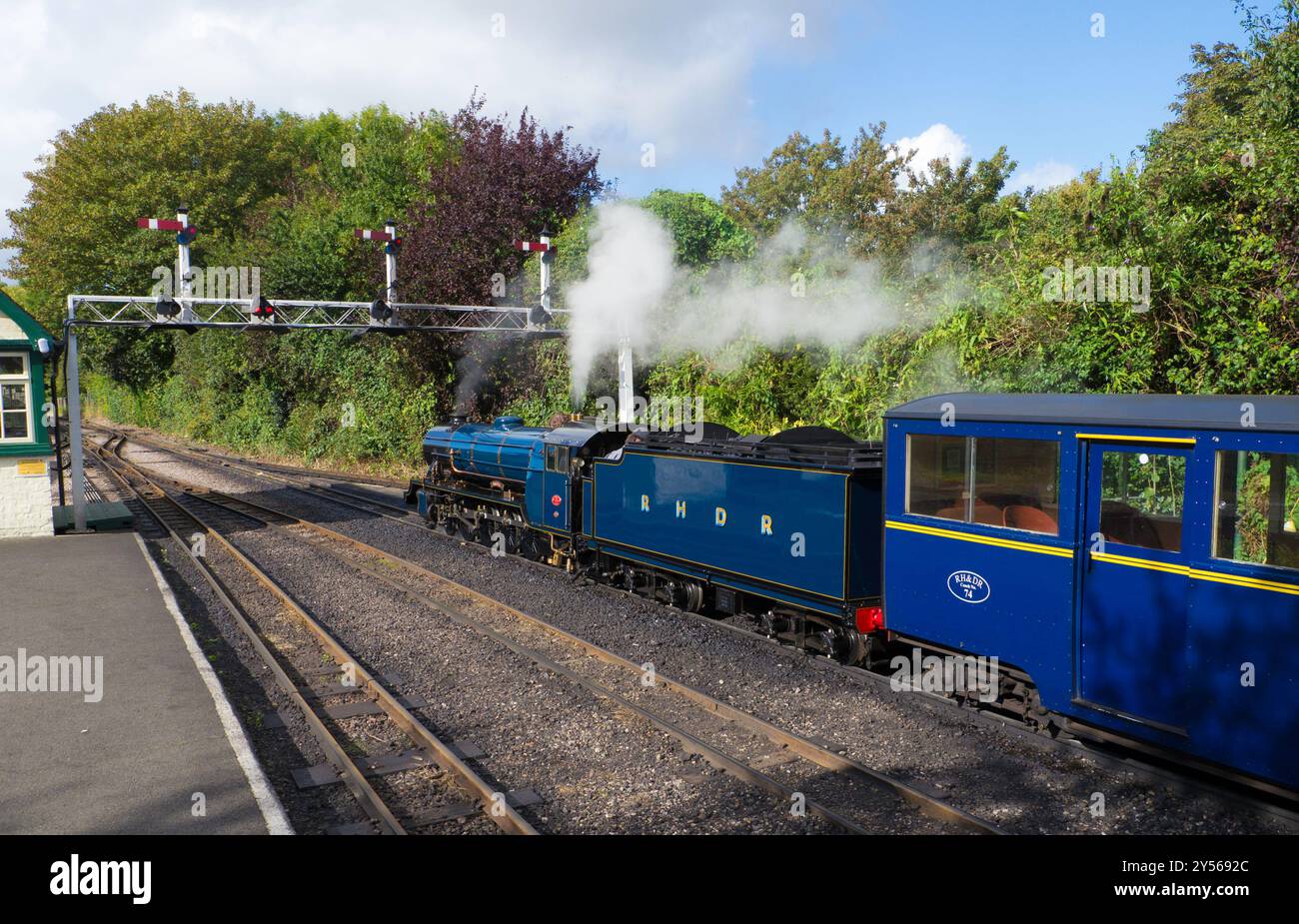 Locomotive Number 6 Samson departs Hythe with a train on The Romney ...