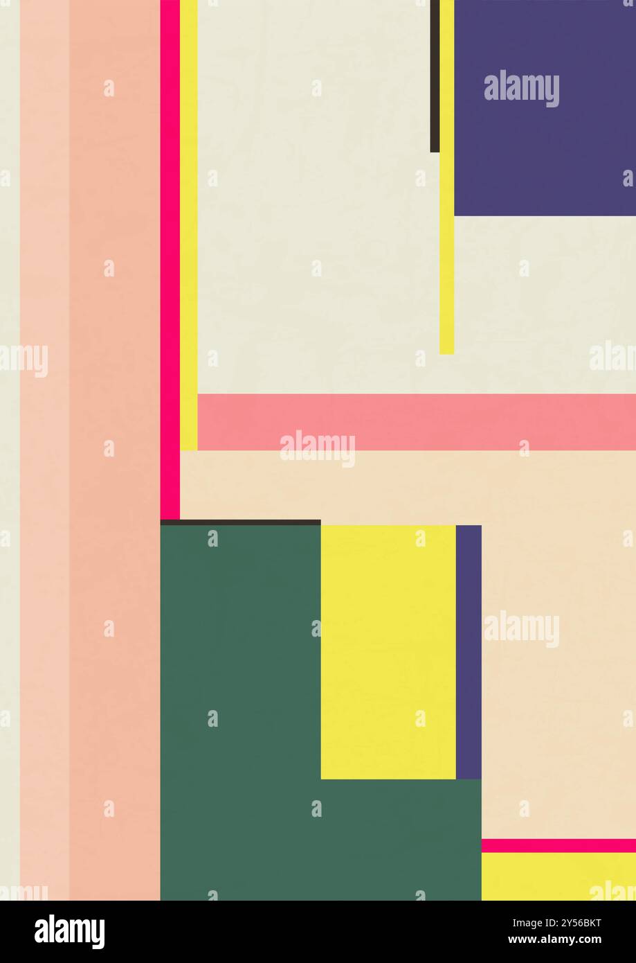 Bauhaus poster with geometric shapes. Abstract aesthetic mid century ...