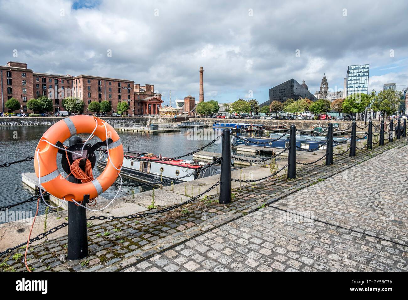 This colourful street scene image in Liverpool around the famous Albert ...