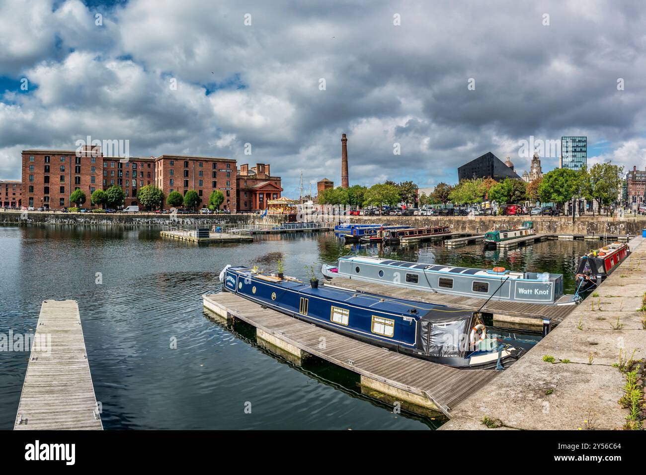 This colourful street scene image in Liverpool around the famous Albert ...